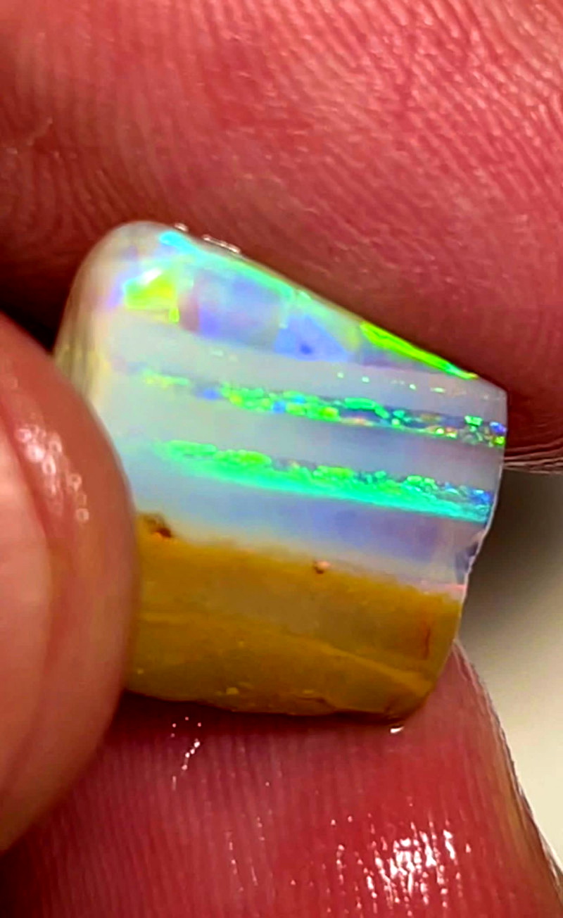 Parallel Bright Colour Bars On Gorgeous Mintabie Rough Opal